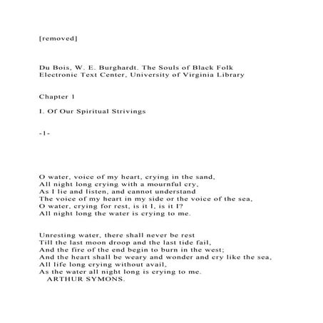 [removed]Du Bois, W. E. Burghardt. The Souls of Black Folk .docx