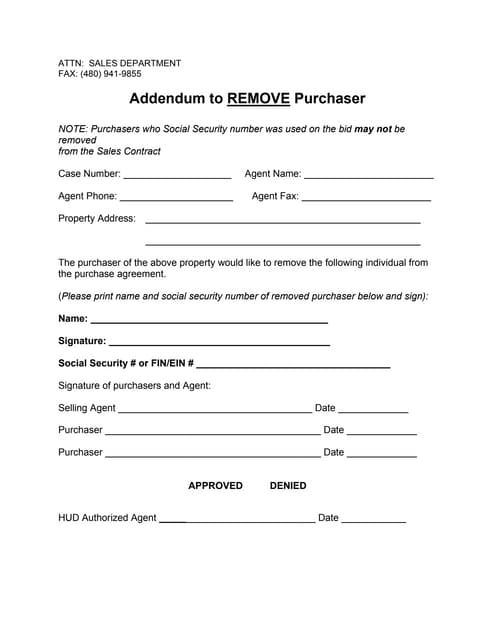 Addendum to change financing | PDF