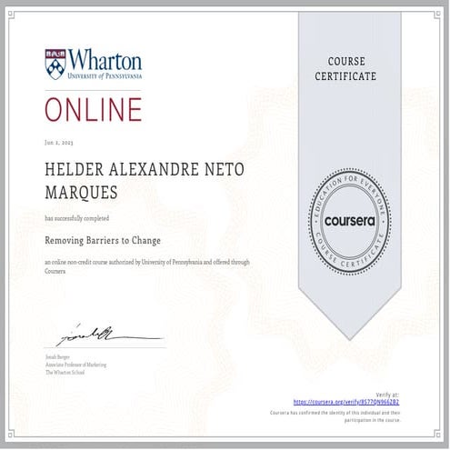 Removing Barriers to Change | Coursera 2023 | PDF