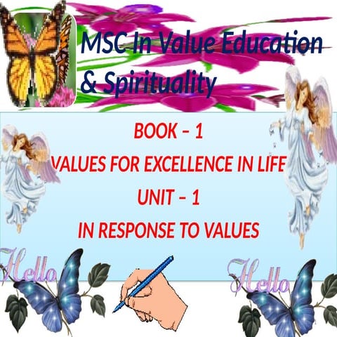 MSc_2nd_Year_Paper-1_Unit-1-1.pptx value for excellence in life unit -1 in response to values | PPTX