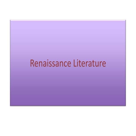 Renaissance Literature | PPT