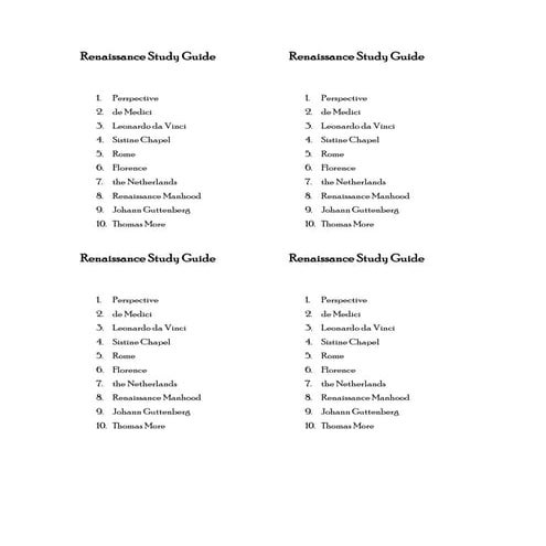 Renaissance study guide | DOCX