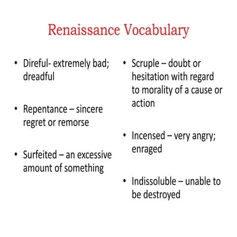 Renaissance vocab defined | PPTX