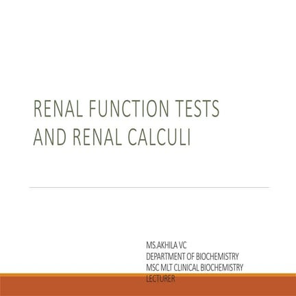 renal function test - screening tests, tubular function tests,GFR | PPTX