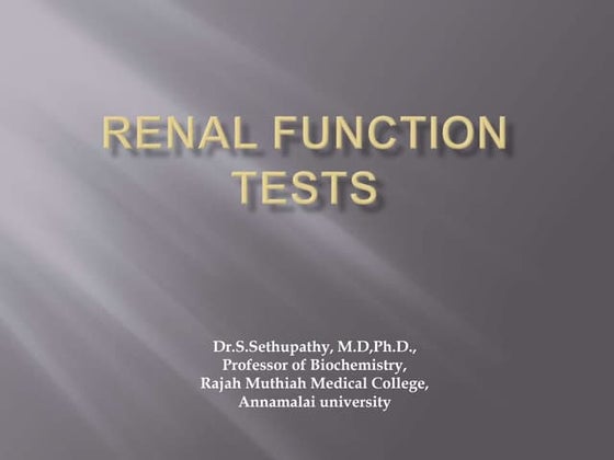 Renal Function Test | PPT