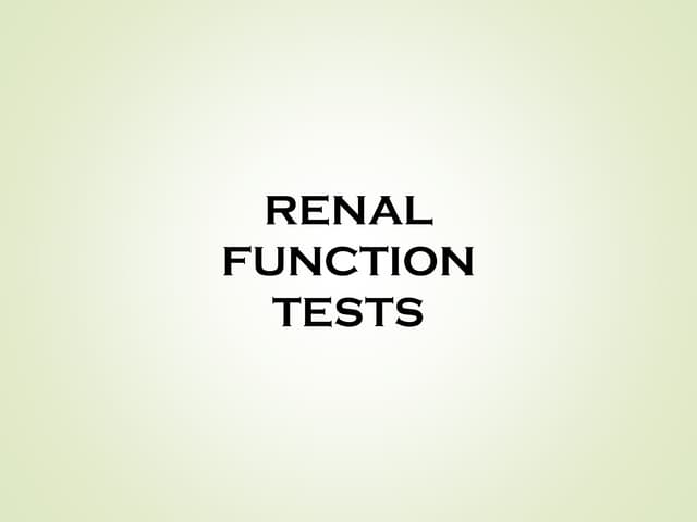 Renal Function Test | PPTX