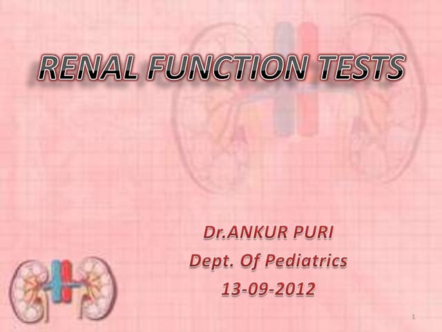 Renal function tests | PPTX