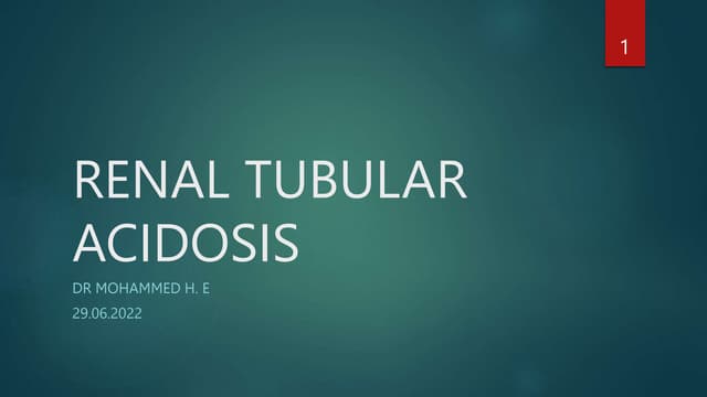 renal tubular acidosis (RTA) | PPTX
