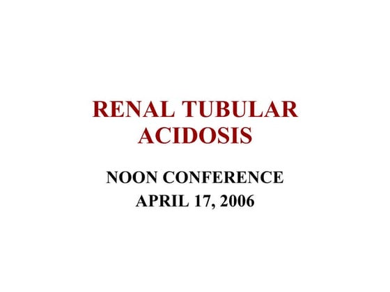 Proximal RTA ( Type 2 RTA ) - Important points.pdf | Blood Disorders | Diseases and Conditions