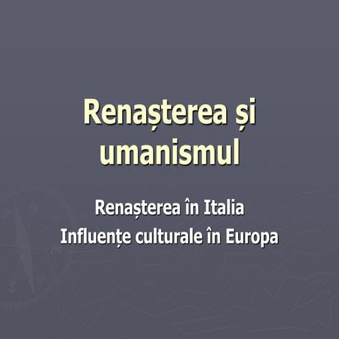Renașterea artistică și umanismul în Europa | PPT