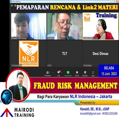 PEMAPARAN MATERI & Link2 Materi RENCANA Training "Effective FRAUD RISK ...