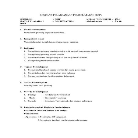 Rencana pelaksanaan pembelajaran | DOCX