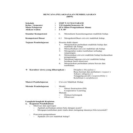 Rencana pelaksanaan pembelajaran | PDF