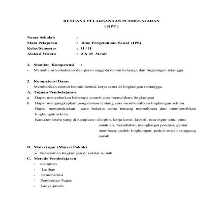 Rencana pelaksanaan pembelajaran | PDF