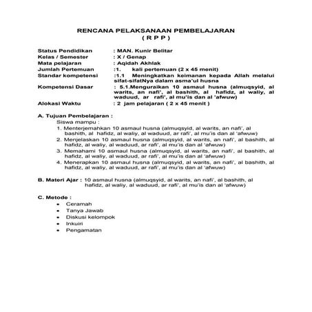 Rencana pelaksanaan pembelajaran | DOCX