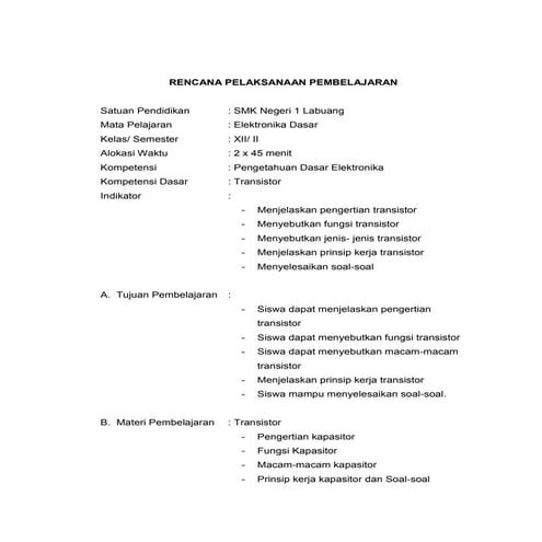Rencana pelaksanaan pembelajaran | DOCX