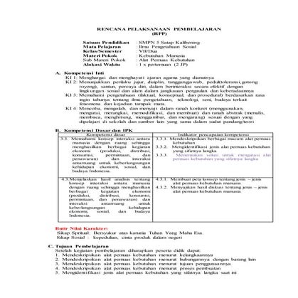 Rencana pelaksanaan pembelajaran | DOCX