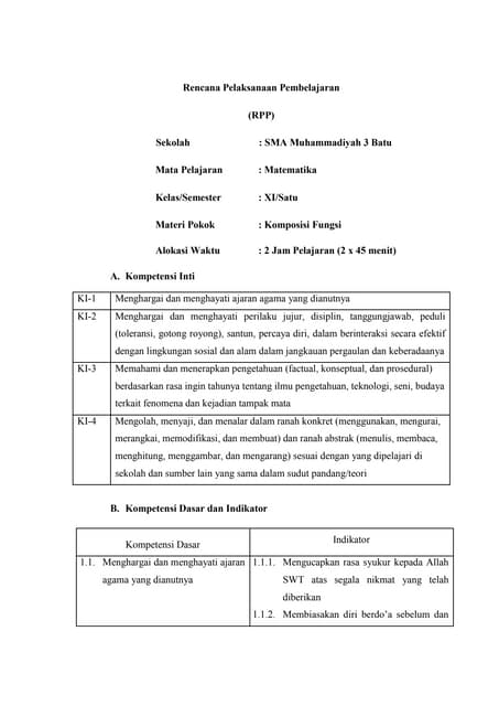 Format RPP Kurikulum 2013 | PDF