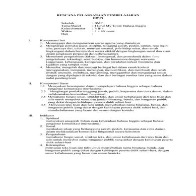 Contoh RPP Bahasa Inggris kurikulum 2013 versi PLPG | DOCX