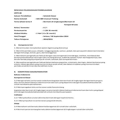 CONTOH RPP KURIKULUM 2013 TEMATIK KELAS II SD | DOCX