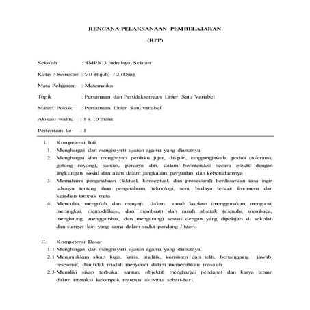 Rencana pelaksanaan pembelajaran | PDF