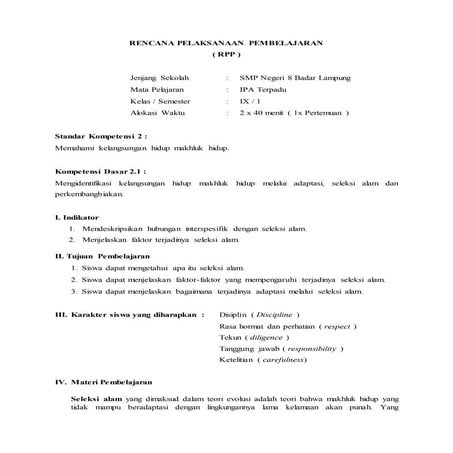 Rencana pelaksanaan pembelajaran lengkap | PDF