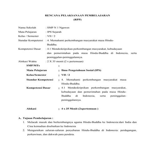 Rencana pelaksanaan pembelajaran pertemuan 2 | DOCX