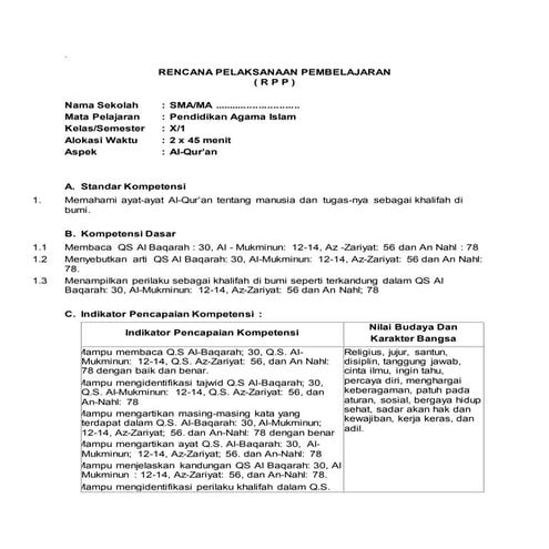 Rencana pelaksanaan pembelajaran (rpp) | DOCX