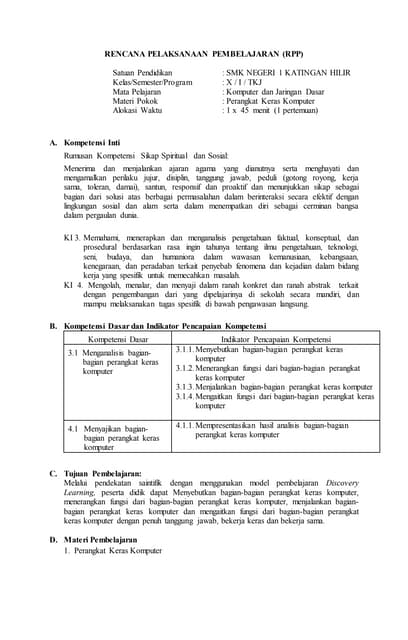 RPP TIK Kelas 1 SD | PDF