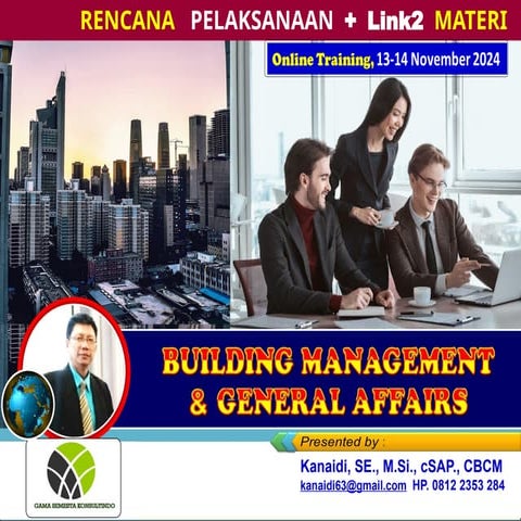 Rencana PELAKSANAAN Training _"BUILDING MANAGEMENT and GENERAL AFFAIRS (GA)". | PPTX