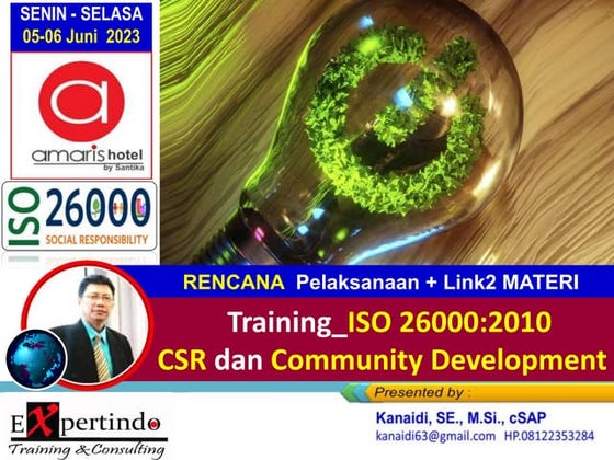 Rundown Acara TRAINING "CSR/TJSL & Community Development (ISO 26000) + Banking Social Products ...