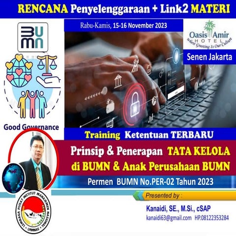 RENCANA & Link2 MATERITraining _"Prinsip & Penerapan TATA KELOLA Perusahaan BUMN" (Ketentuan ...