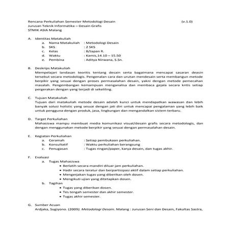 Rencana Perkuliahan Semester - Metodologi Desain | PDF