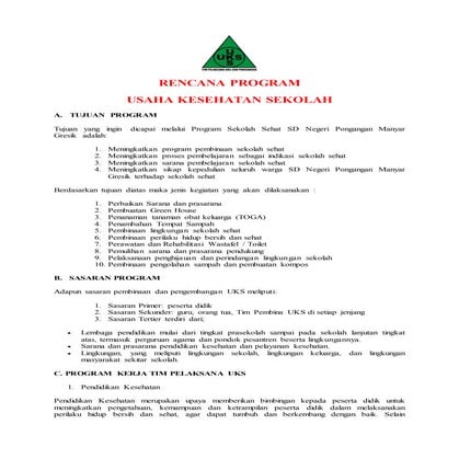 Rencana program UKS | DOCX