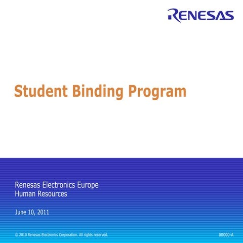 Student binding program - Renesas Electronics Europe | PPS