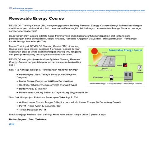 Renewable energy course develop | PDF