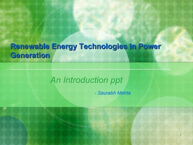 Presentation on Green Energy | PPT