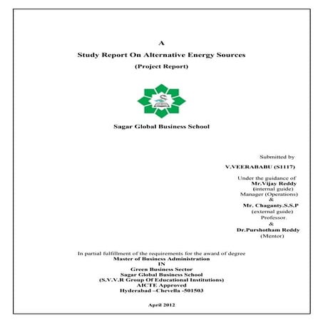 Study On Alternative Energy Sources | DOC