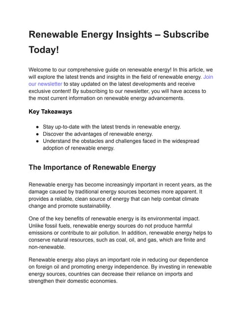 Presentation on Green Energy | PPT