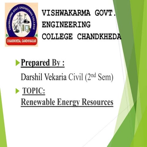 Renewable energy resources | PPT