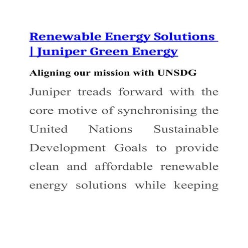 Renewable Energy Solutions | Juniper Green Energy | DOCX