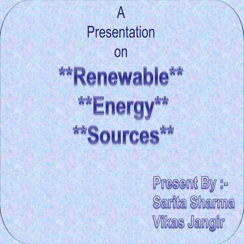 Renewable energy sources | PPT