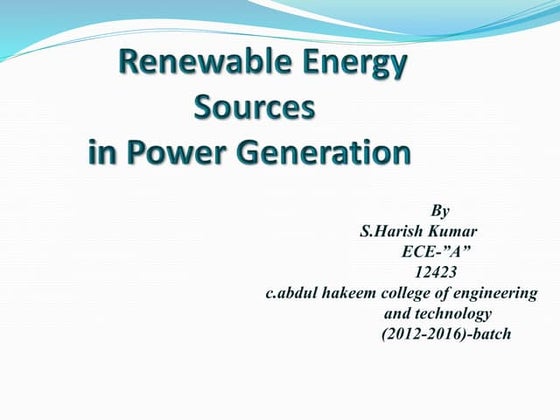 Presentation renewable energy resources | PPTX