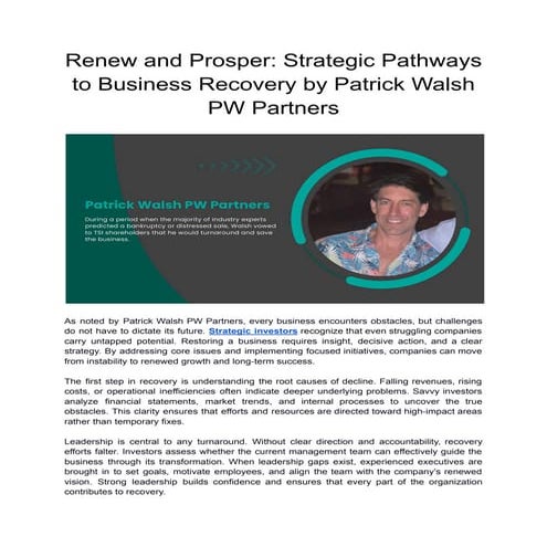 Renew and Prosper_ Strategic Pathways to Business Recovery by Patrick ...