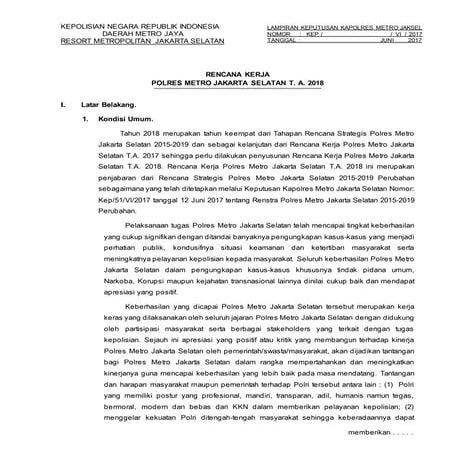 Renja 2018 edit 22 juli 2017 | PDF