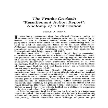 Renk, brian the franke-gricksch 'resettlement action report'- anatomy ...