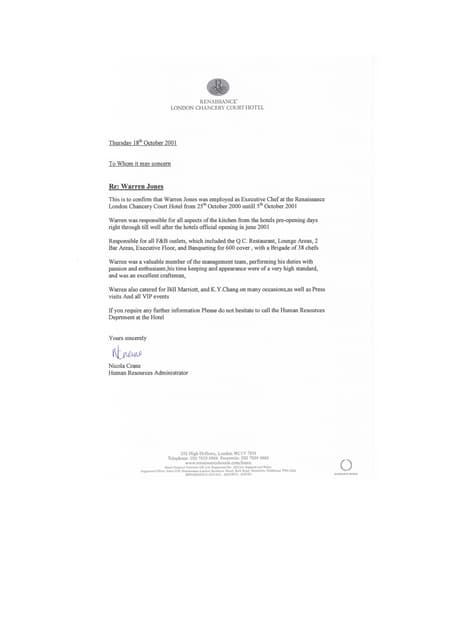 Warren Jones Executive Chef FWMCS | DOC