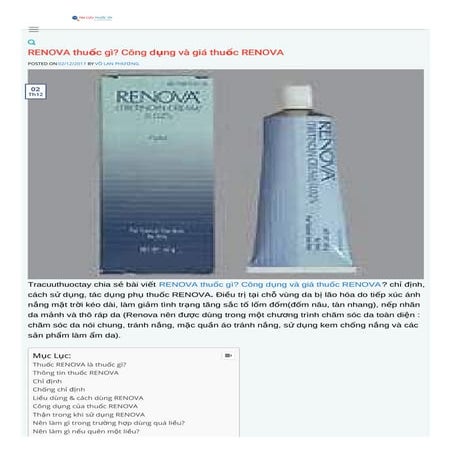 Renova thuoc gi cong dung va gia thuoc renova | Tracuuthuoctay | PDF