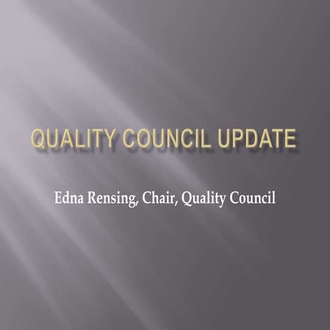 Quality Council Report | PPTX