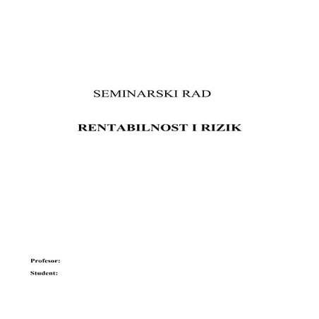 Rentabilnost i rizik | PDF